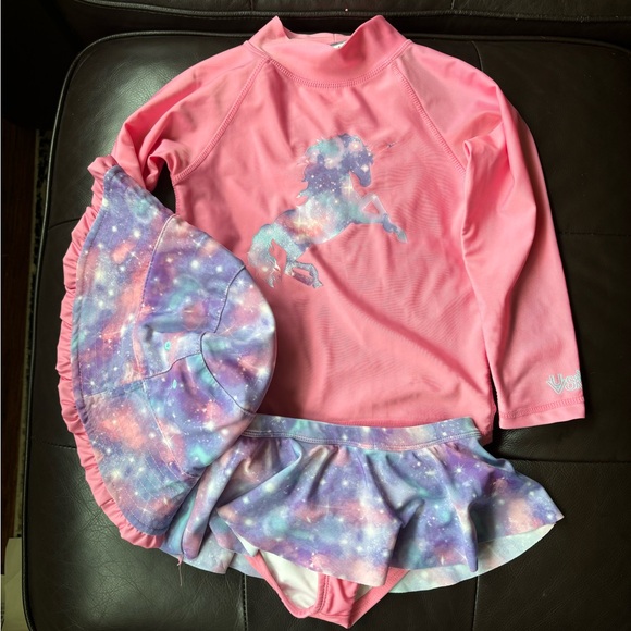 Uv Skinz | Swim | Uv Skinz 3 Piece Bathing Suit With Unicorn Motif Upf ...